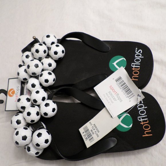Hot Flops | Shoes | Hotflops Soccer Balls Flip Flops Black Sandals ...